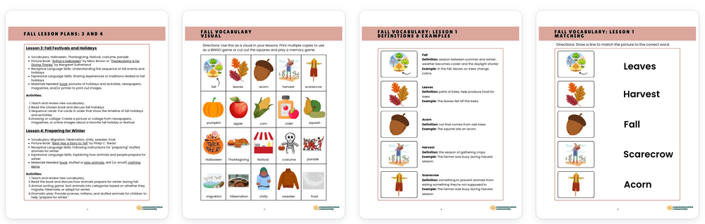 4 Fall-Themed Speech Therapy Lesson Plans