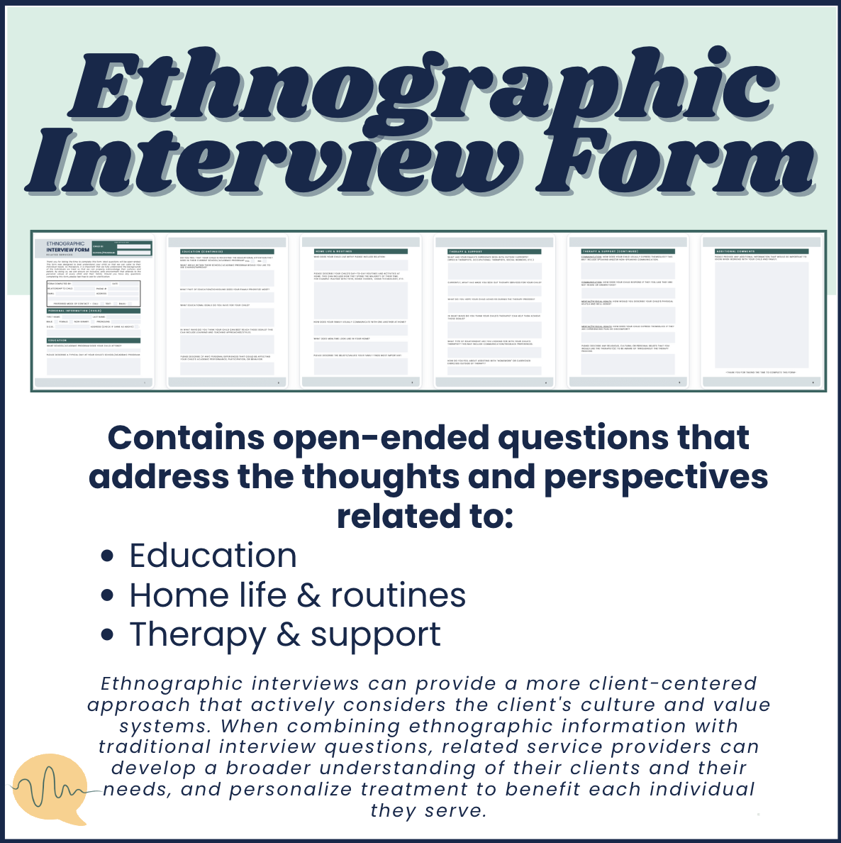 Case History and Ethnographic Interview BUNDLE for Speech Therapy ...