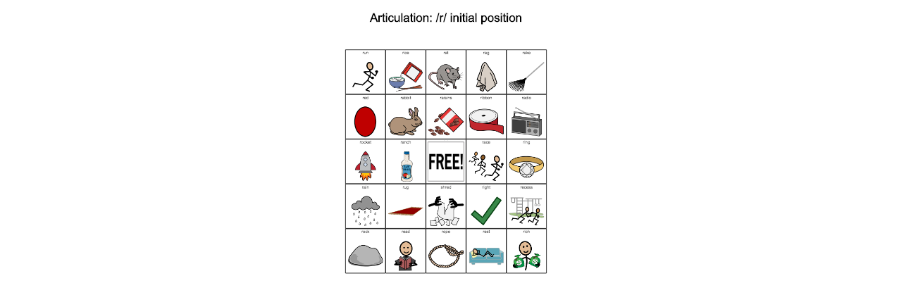 R Initial Position Articulation Bingo Game - Free Download