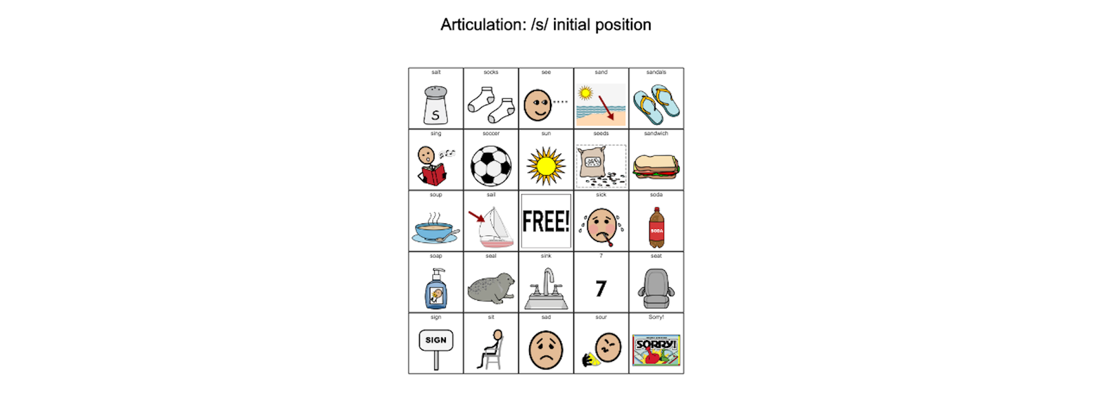 S Initial Position Articulation Bingo Game - Free Download