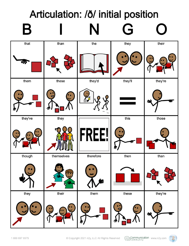 TH (voiced) Initial Position - Articulation BINGO